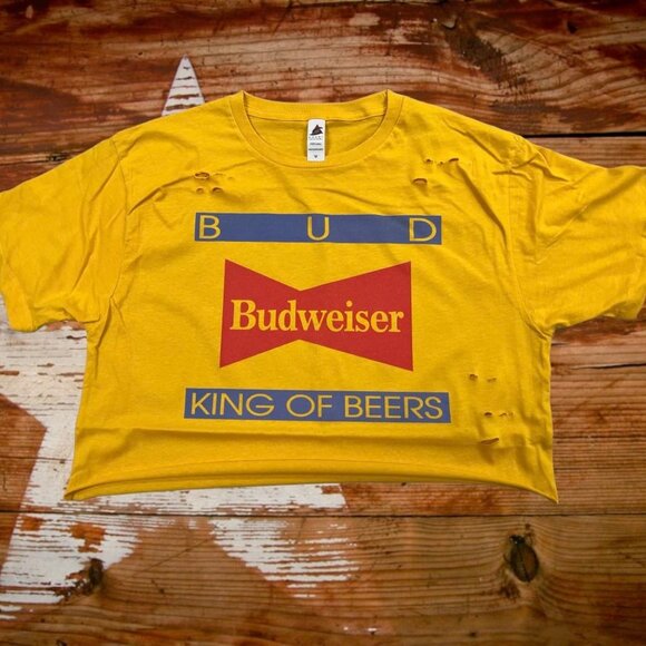 Tops | Budweiser King Of Beers Distressed Crop Top | Poshmark